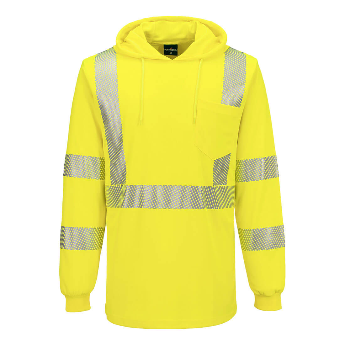 Portwest L042 Hi-Vis Lightweight Hooded T-Shirt L/S | Hi-Viz.com